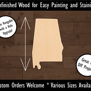 State Shape: ALABAMA Laser Cut Unfinished Wood Cut Out - Etsy