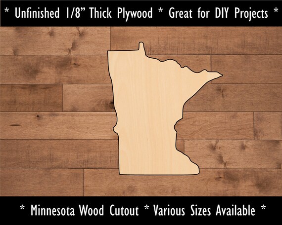 Multiple Sizes Minnesota State Laser Cut Unfinished Wood Cutout Shapes ...