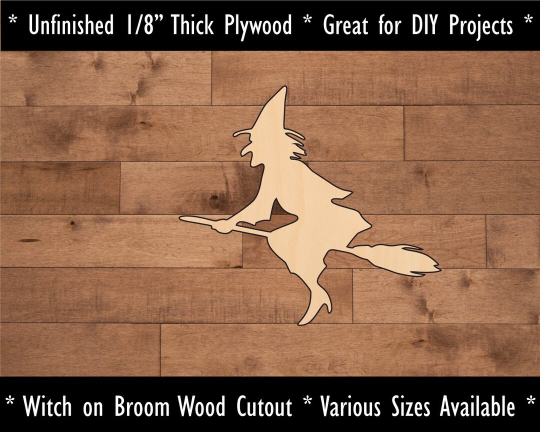 Halloween Shape: FLYING WITCH on BROOM Laser Cut Unfinished - Etsy