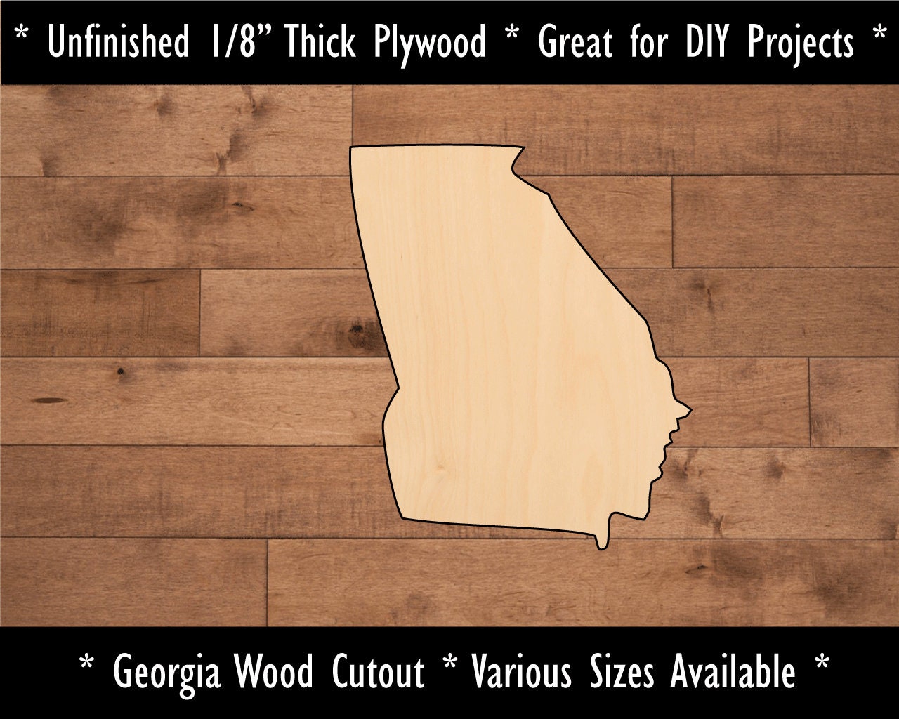 State Shape: GEORGIA Laser Cut Unfinished Wood Cut Out | Etsy