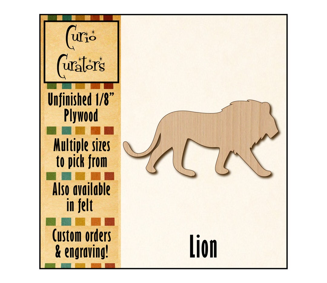 African Animals Shape: LION Laser Cut Unfinished Wood Cut Out Multiple ...
