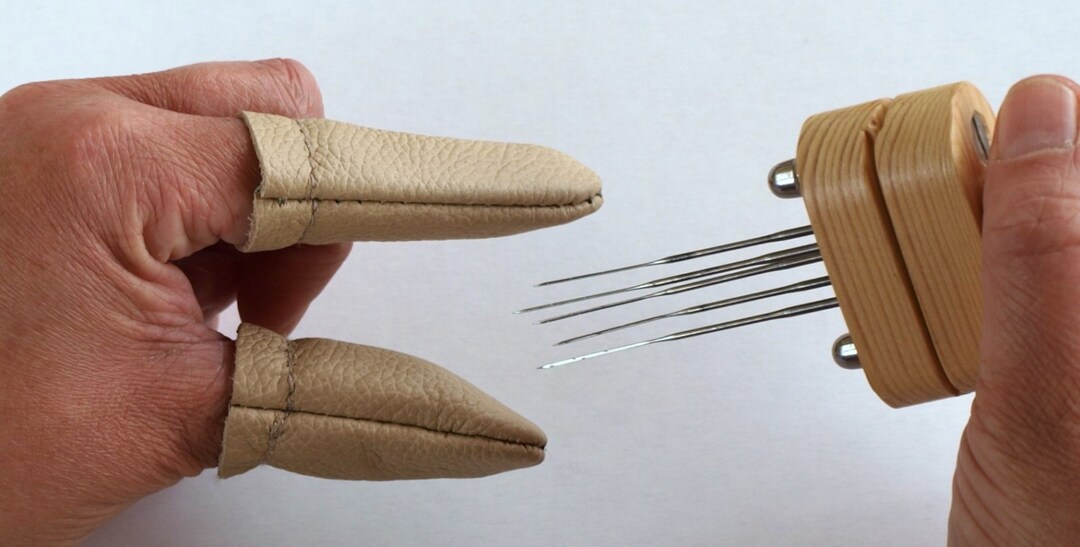 Pair of Craft Sewing Needle Felt Leather Finger Protectors / Thimbles ...