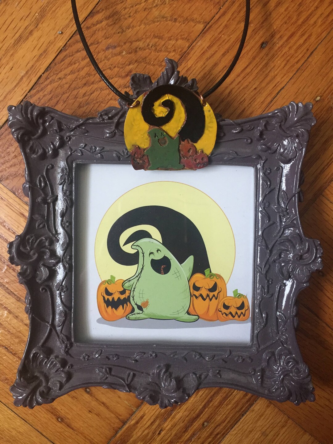 Oogie Boogie Necklace & Art Print ~ Ornate Frame ~ Enamel Copper ...