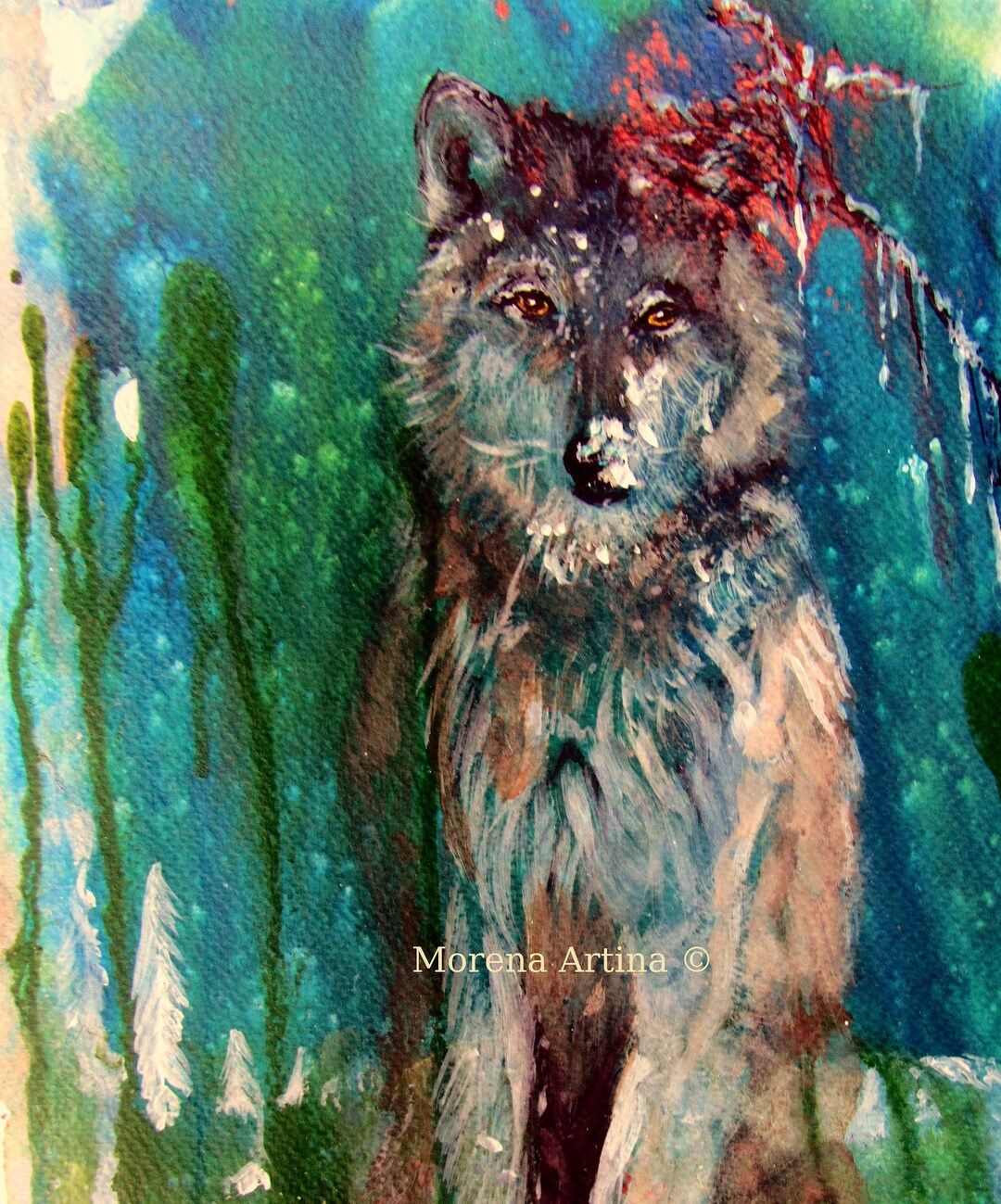 Wolf Print Morena Artina Wild Animal Wildlife Painting Wolves Totem ...
