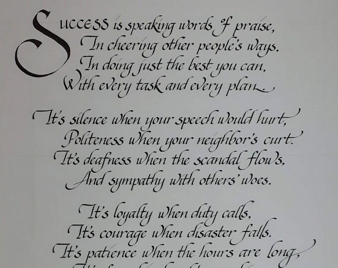 Success Poem Hand Calligraphy Art Graduation Gift - Etsy