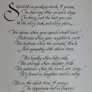 Success Poem - Hand Calligraphy Art - Graduation Gift - Etsy