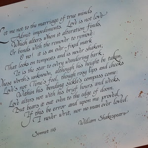 Shakespeare Sonnet 116 Personalized in Hand Calligraphy - Etsy UK