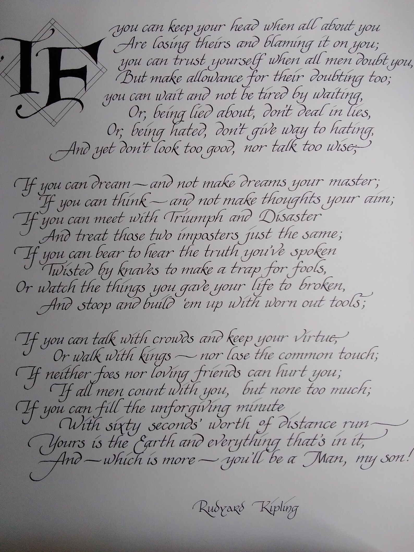 IF Poem - Hand Calligraphy Poem Print - Etsy