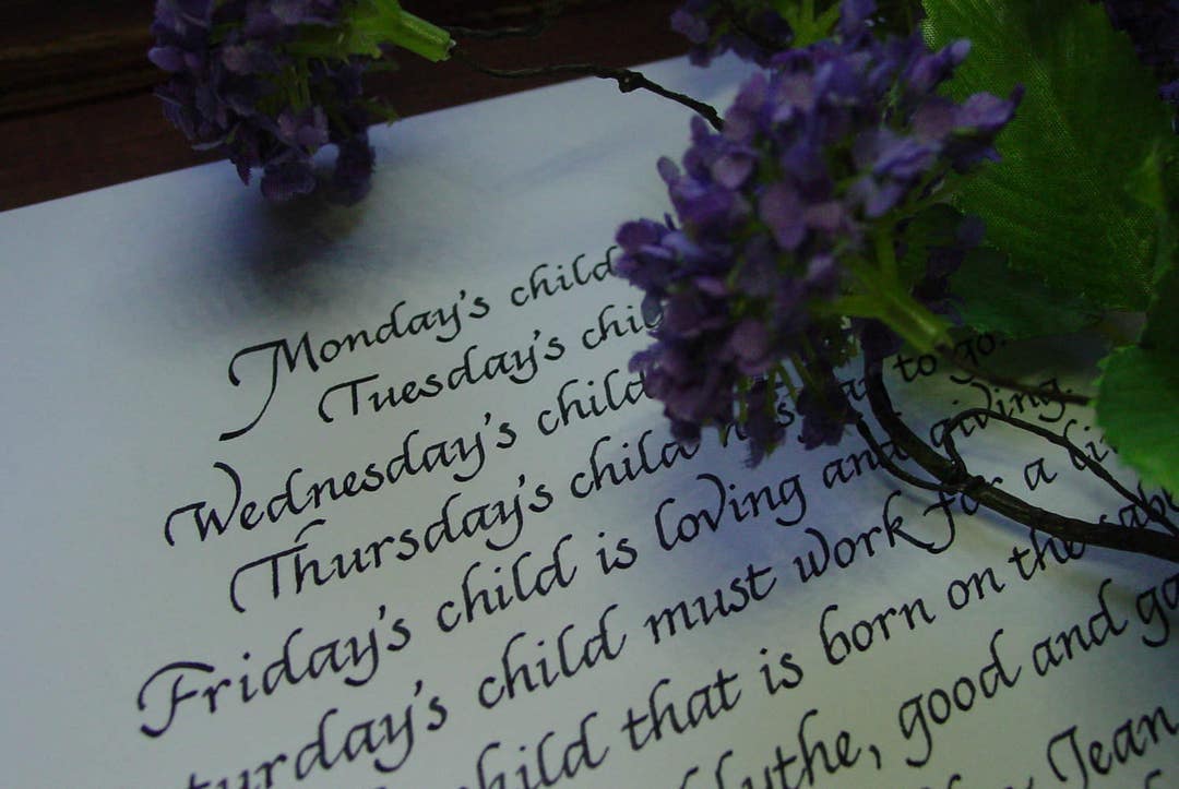 Monday's Child Poem in Hand Callligraphy - Etsy