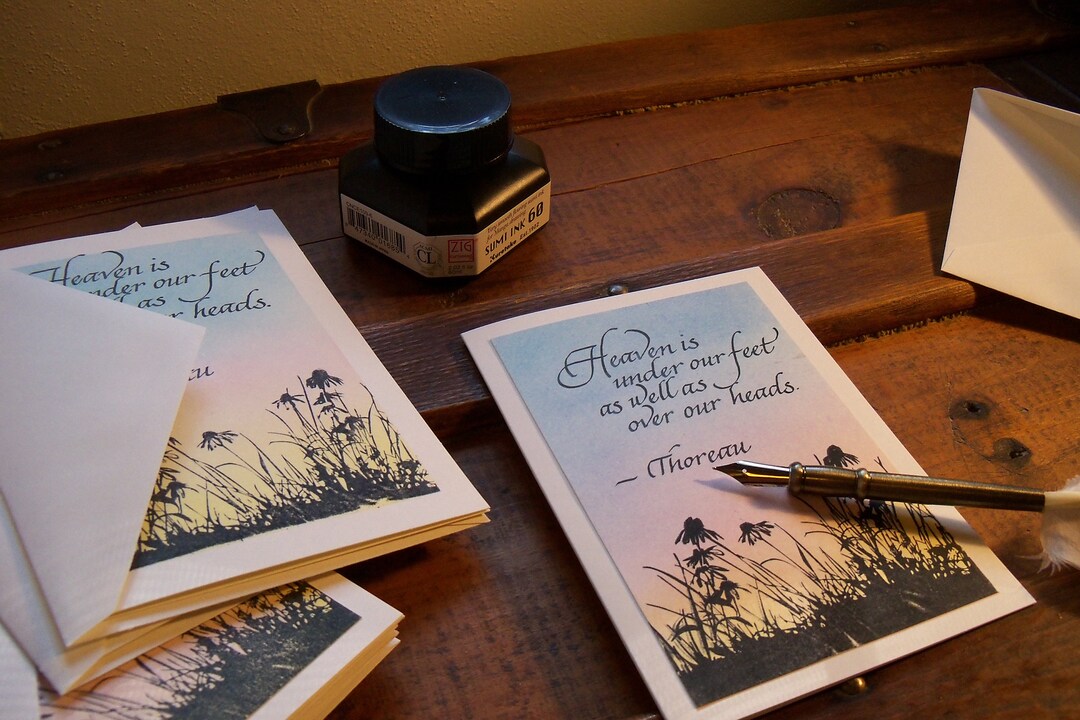 Handmade Sympathy Card Set: Thoreau Quote, Calligraphy Cards - Etsy
