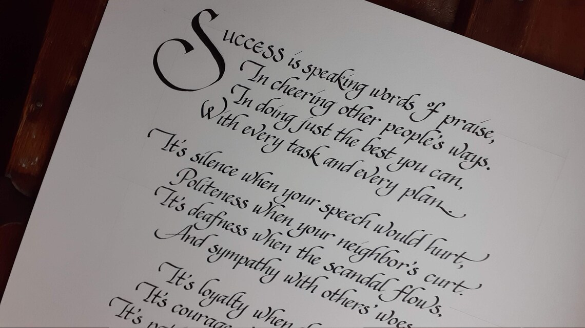 Success Poem - Hand Calligraphy Art - Graduation Gift - Etsy