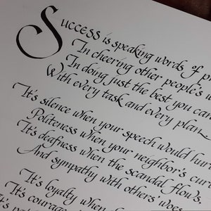 Success Poem - Hand Calligraphy Art - Graduation Gift - Etsy