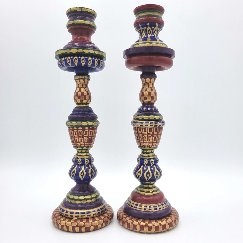 Painted Candlesticks - Etsy
