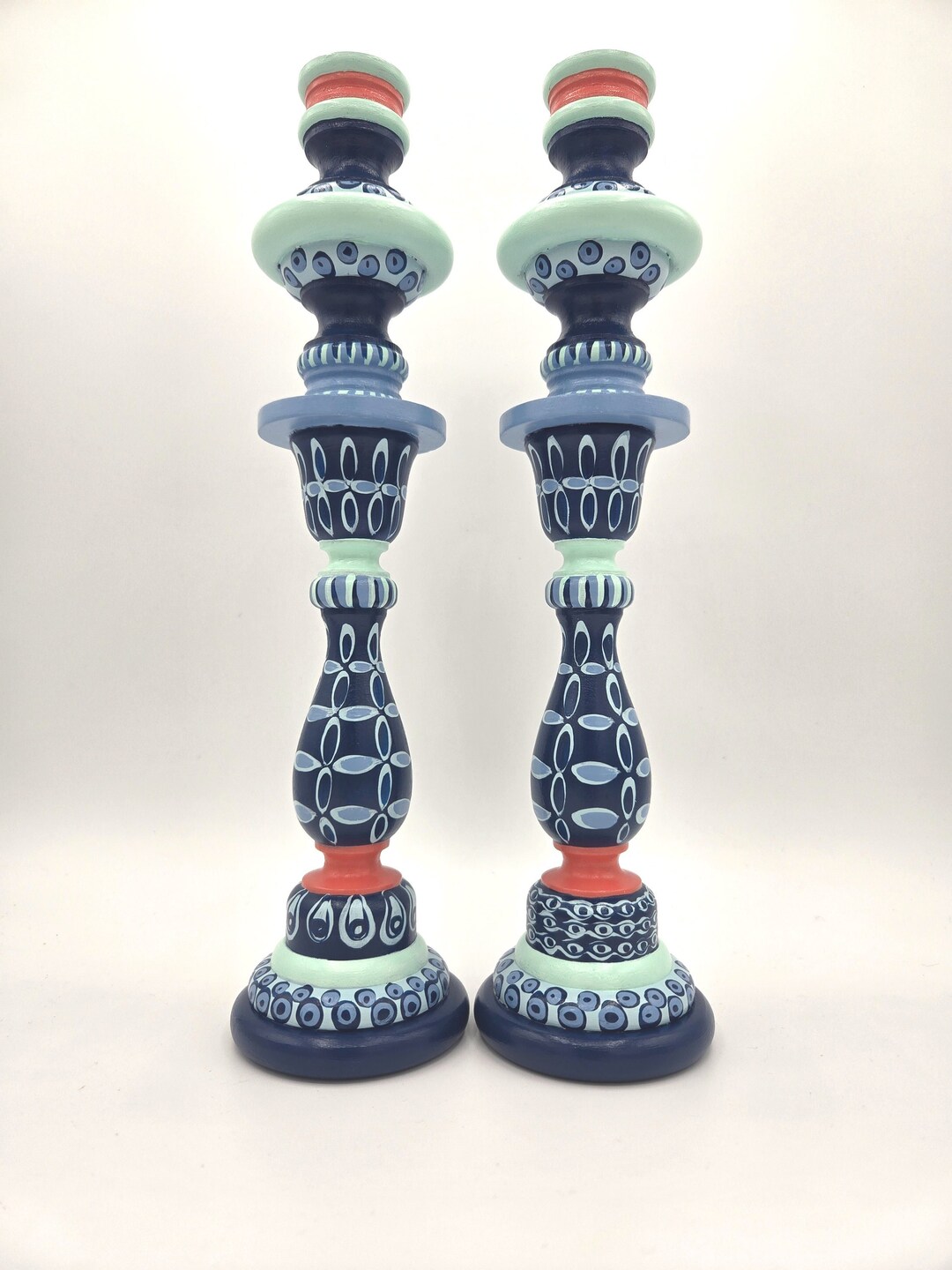 Set of Two Hand Painted the Pool Candlestick Holders - Etsy