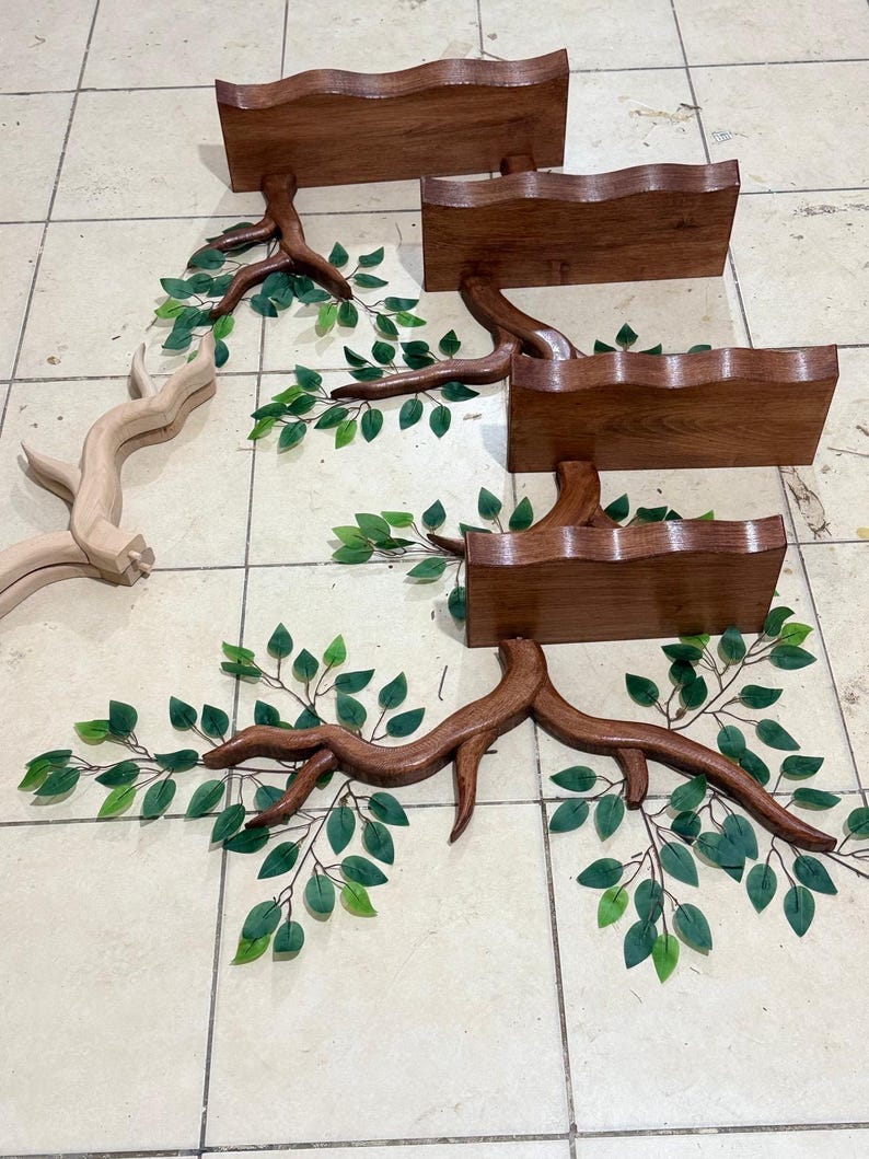 Handmade Tree Bookshelf, Wall Mounted Wooden Bookcase, Nature Inspired ...