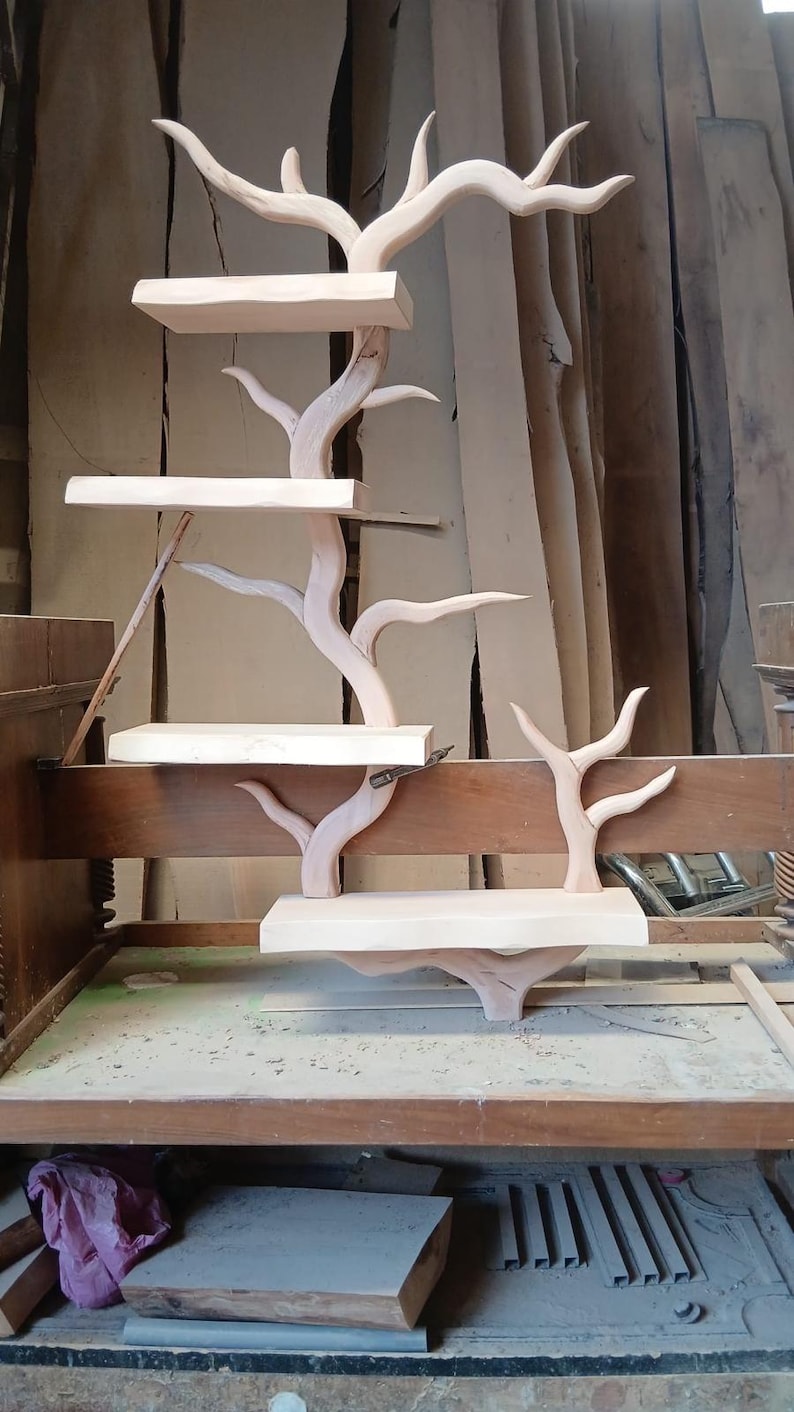 Handmade Tree Bookshelf, Wall Mounted Wooden Bookcase, Nature Inspired ...