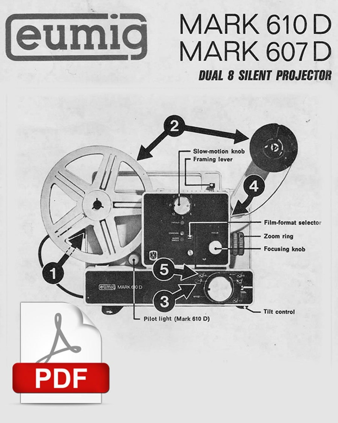 Eumig Mark 607 610D Dual 8mm Projector Manual - PDF Download - Etsy