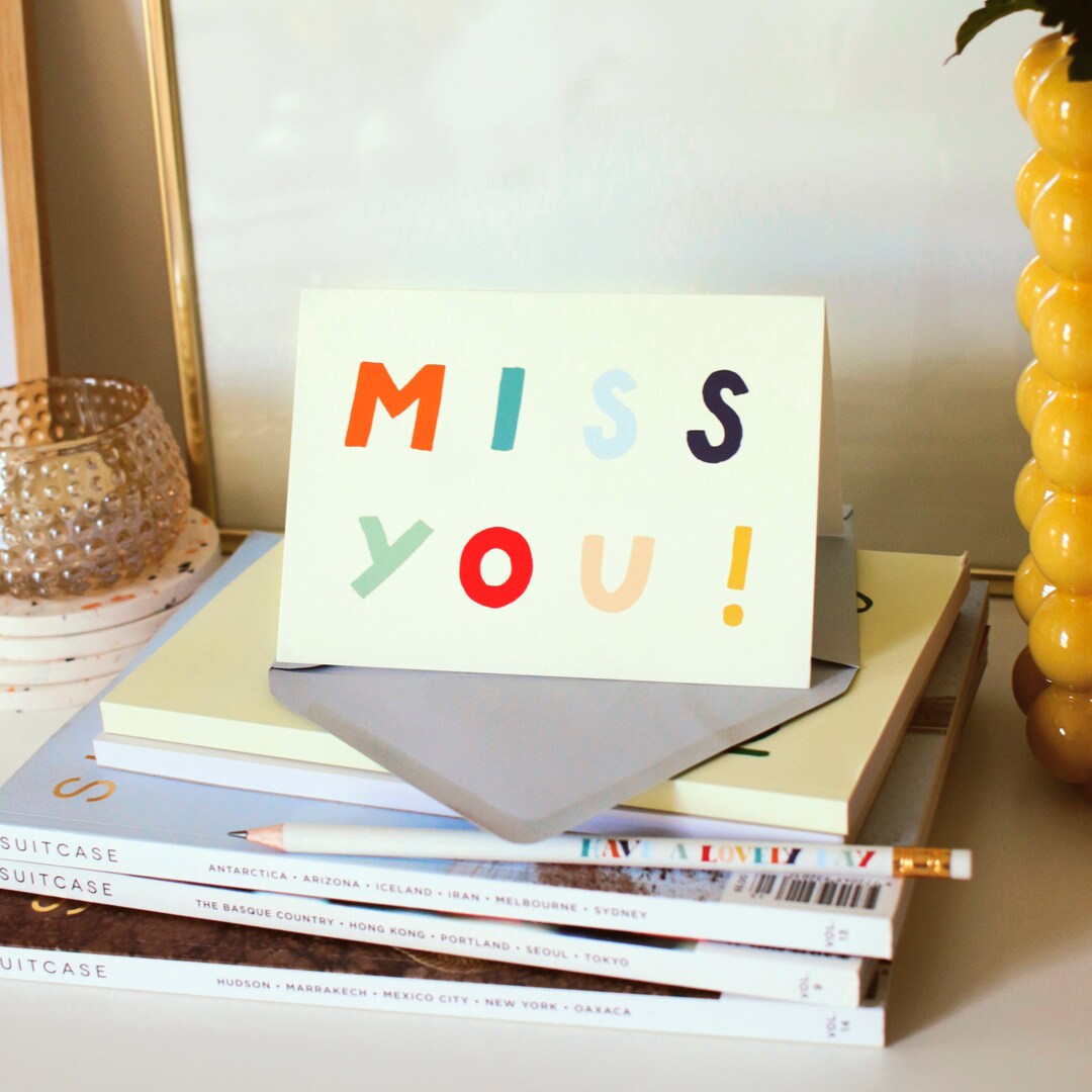 MISS YOU ! Card - Rainbow Miss You Card, Long Distance Friendship Card ...