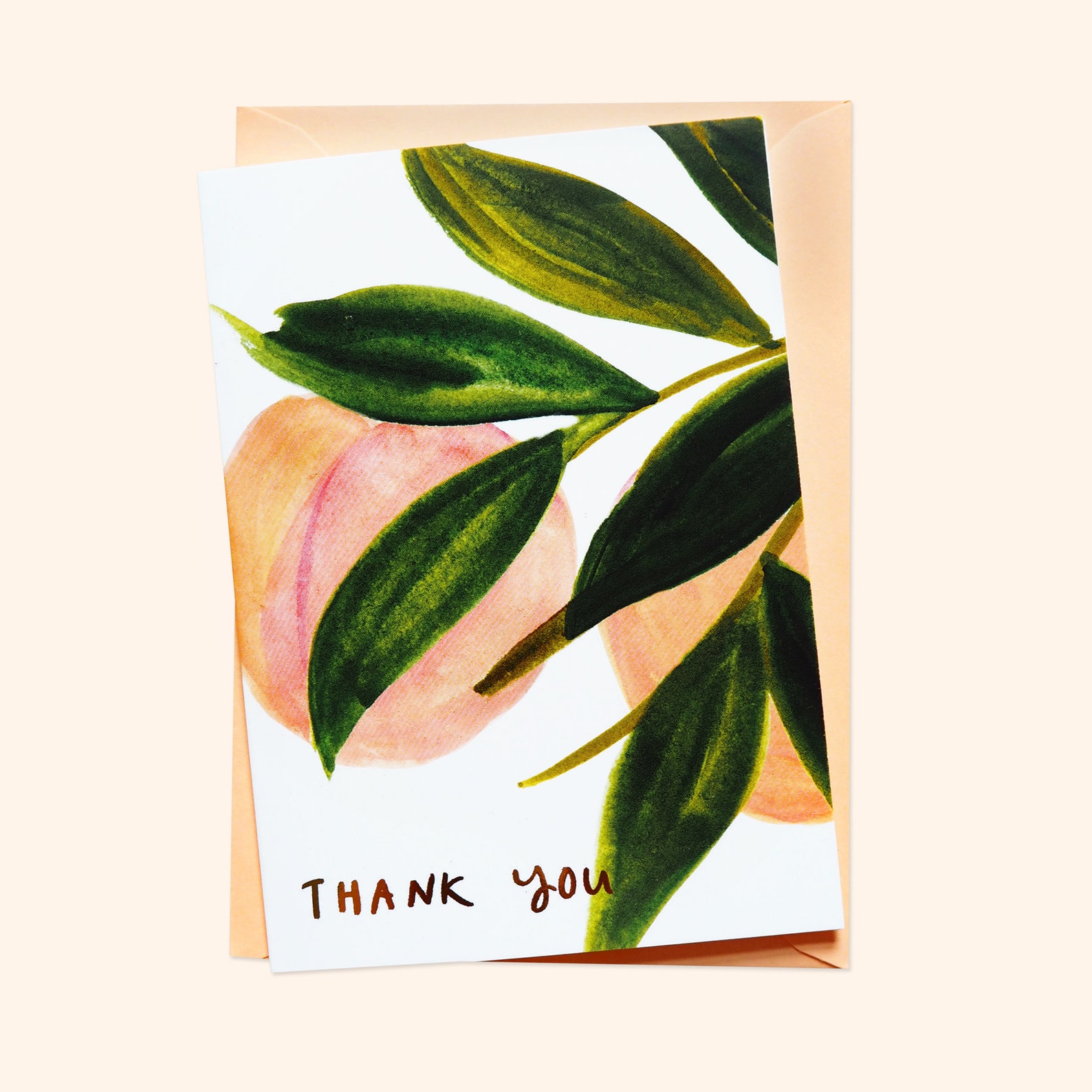 Thank You Illustrated Peach Card - Etsy