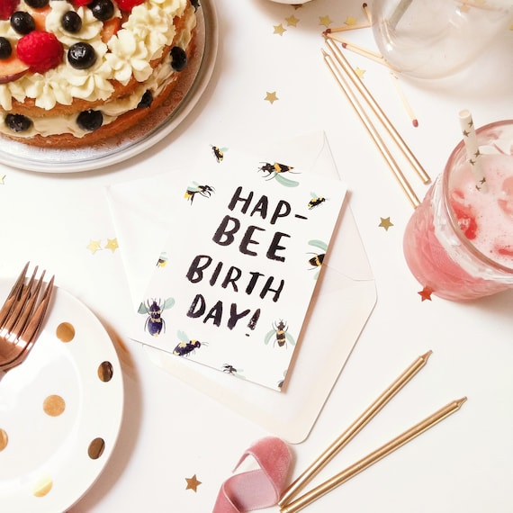 Hapbee Birthday Bee Card A6 Bee Birthday Card - Etsy