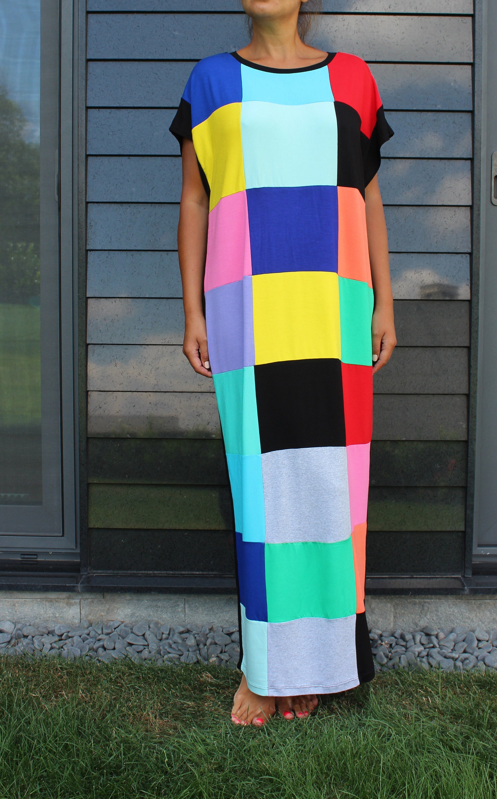 Patchwork Dress Colorblock Dress Plus Size Clothing | Etsy