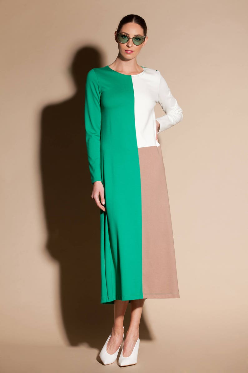 Color Block Dress A-line Dress Elegant Dress Office Dress - Etsy