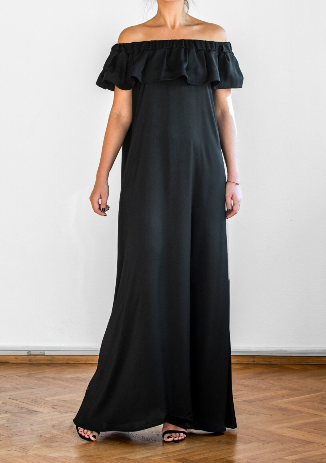 SALE Dress Black Maxi Dress Ruffle Maxi Dress M Size 6 - Etsy