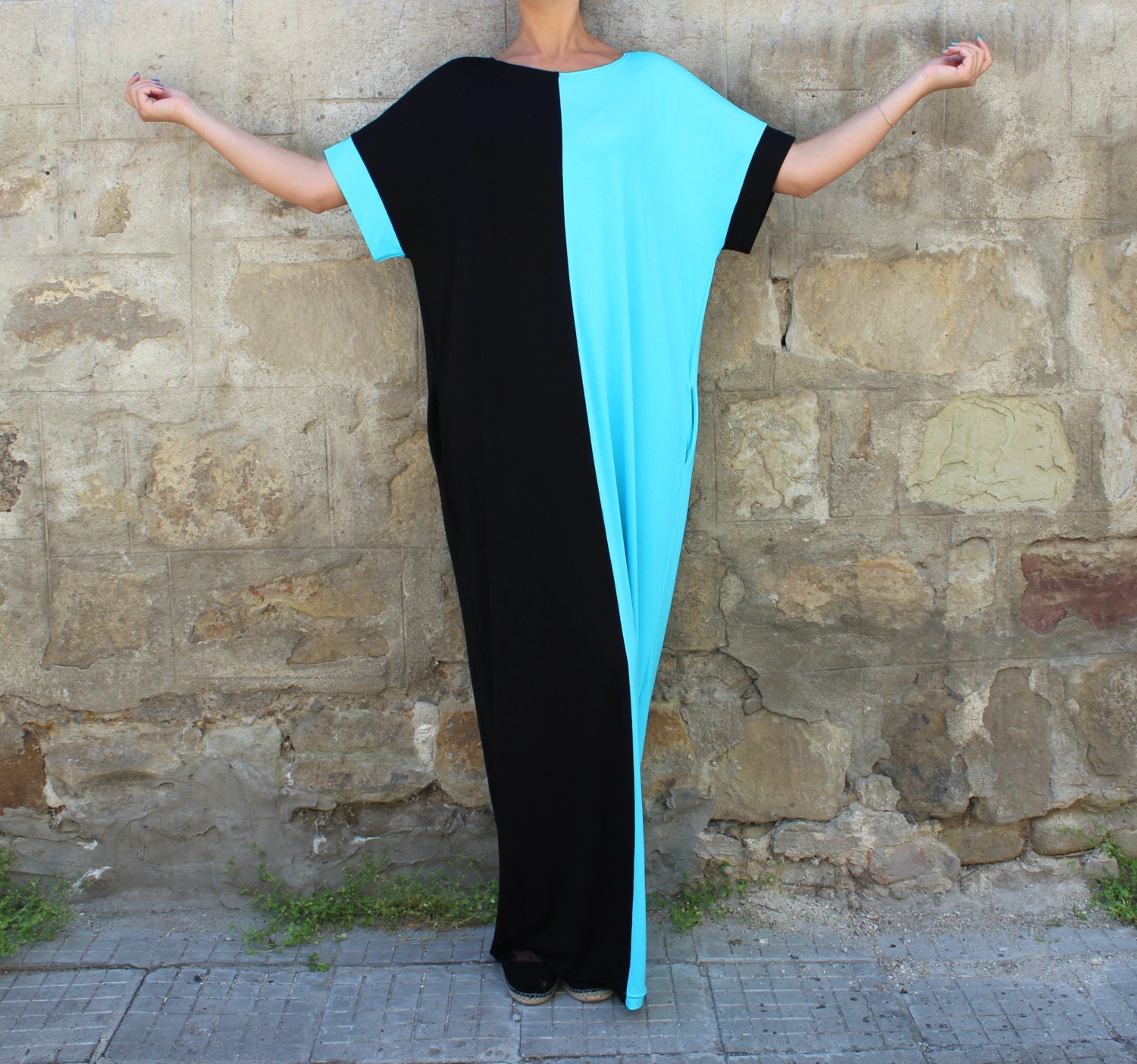 Kaftan Maxi Dress Plus Size Dress Two Color Dress Loose | Etsy