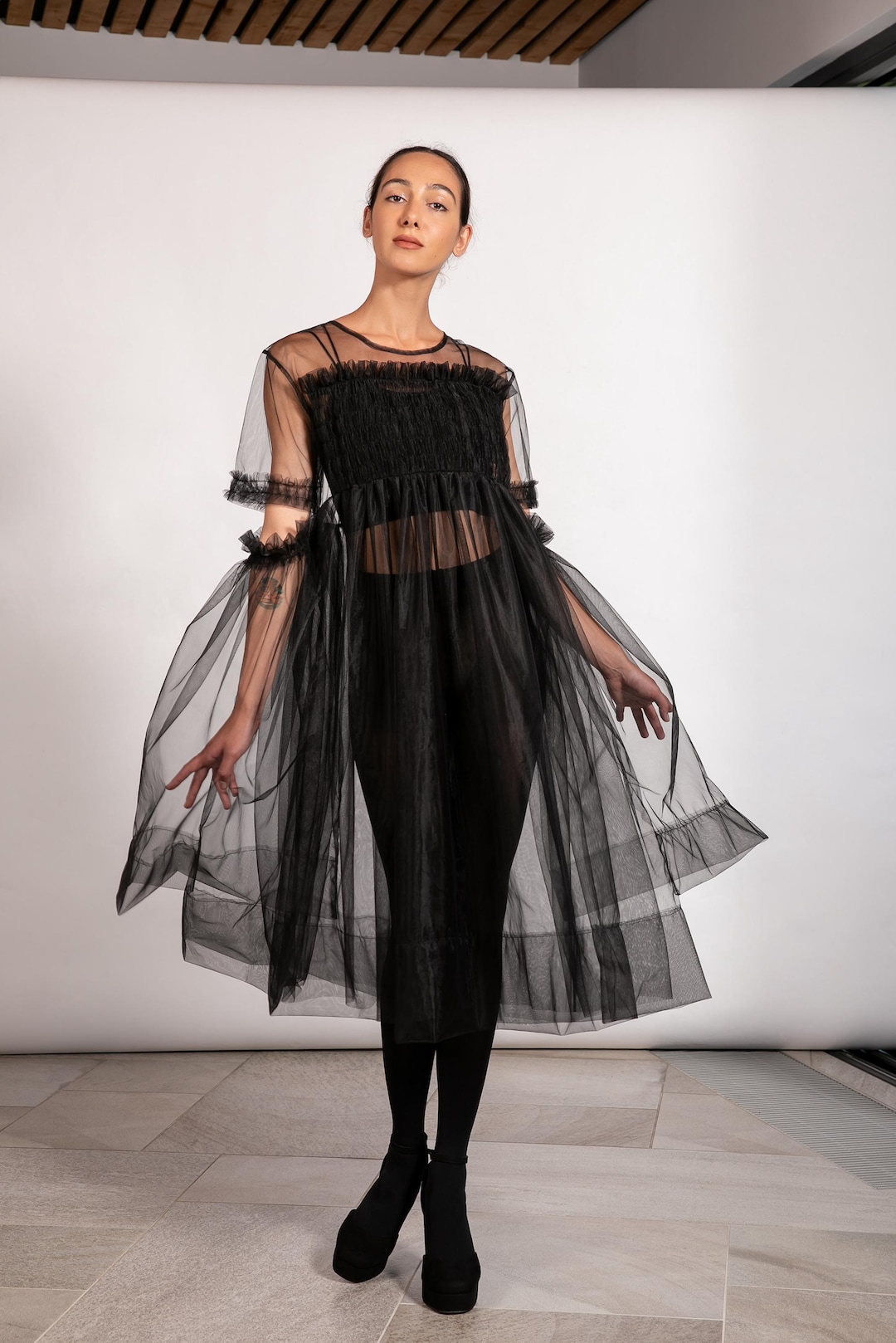 Sheer Dress, See Through Dress, Black Dress, Tulle Dress, Mesh Dress ...