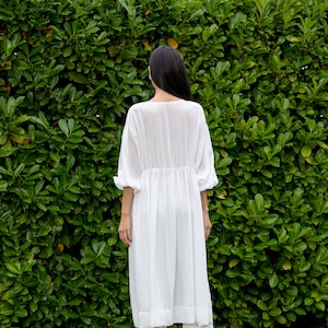 Silk Modest White Dress, Transparent Dress, Sheer Dress, Unique Wedding ...