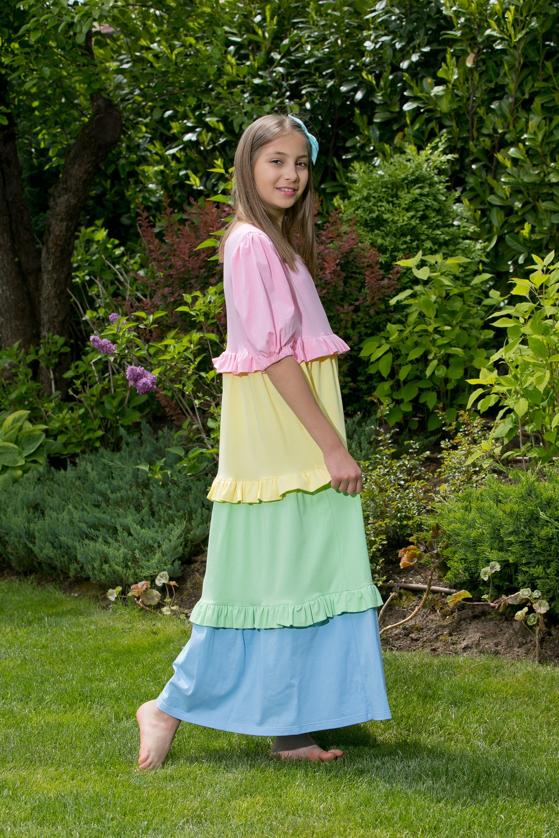 Maxi Dress for Girls Rainbow Girls Dress Flower Girl Dress - Etsy