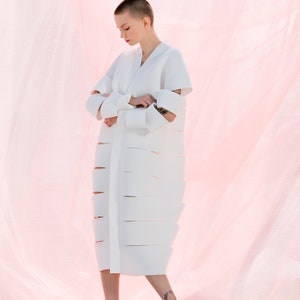 White Futuristic Jacket, Neoprene Cutout Jacket, Avant Garde Coat ...