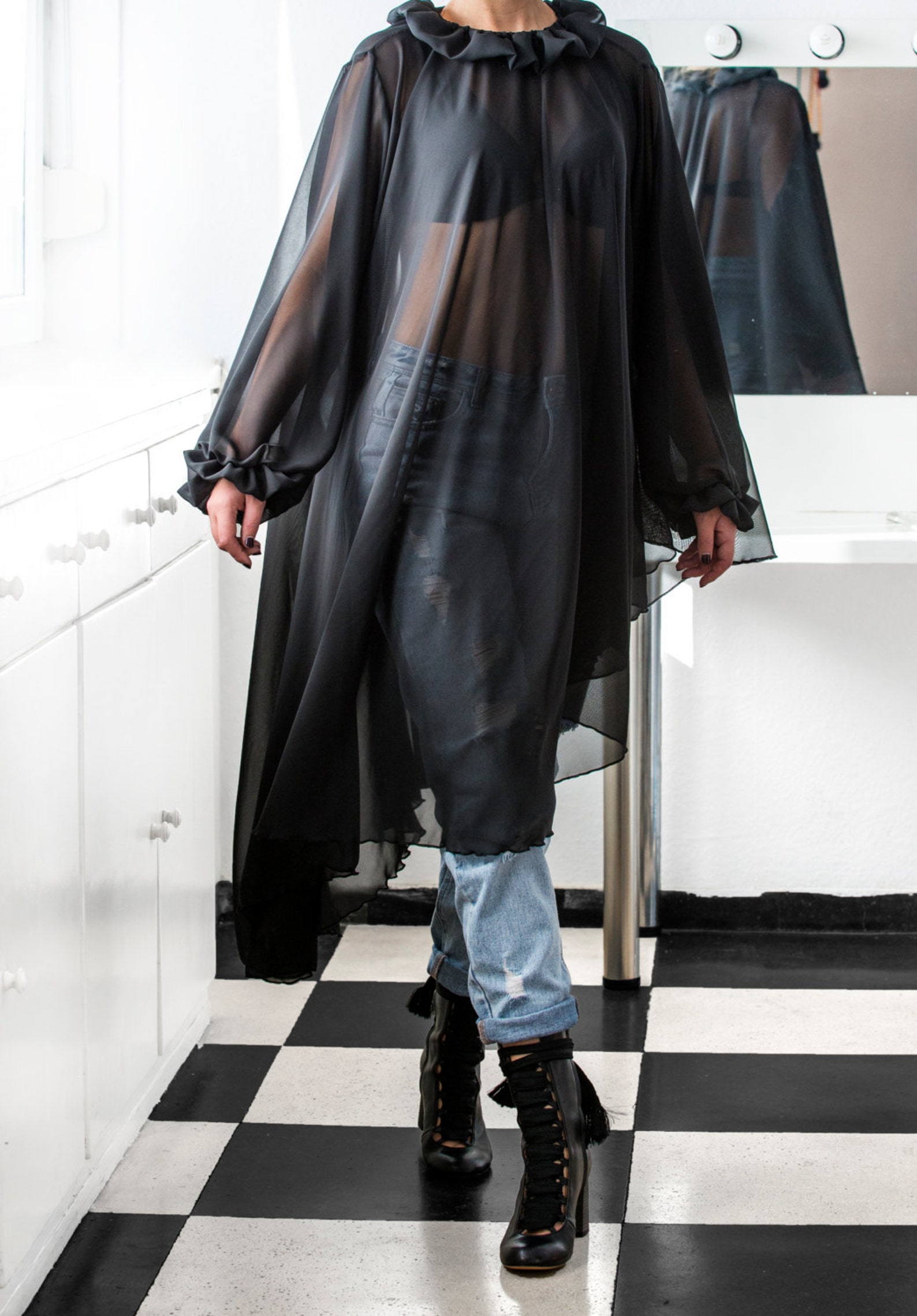 Sheer Tunic Futuristic Clothing Asymmetric Tunic Gothic - Etsy