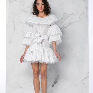 White Ruffle Tulle Dress, Taffeta Ruffle Dress, Wedding Dress, Prom ...