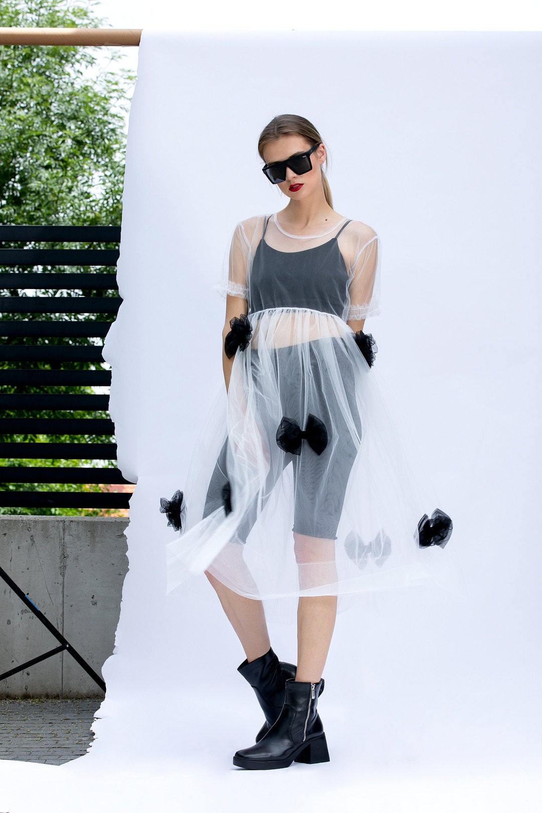 See Trough Dress, White Tulle Dress, Sheer Dress, Mesh Dress, Lolita ...