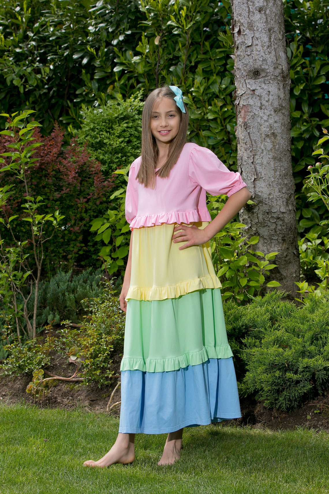 Maxi Dress for Girls Rainbow Girls Dress Flower Girl Dress - Etsy