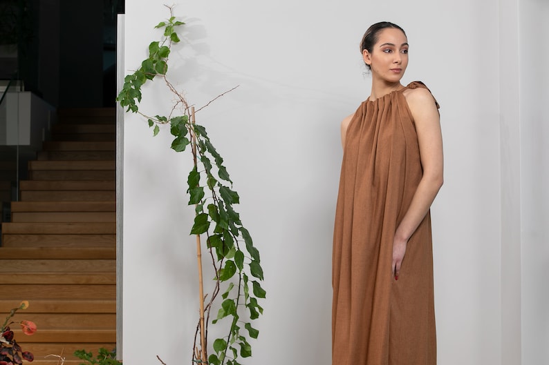 Women Linen Dress Linen Maxi Dress Minimalist Maxi Dress - Etsy