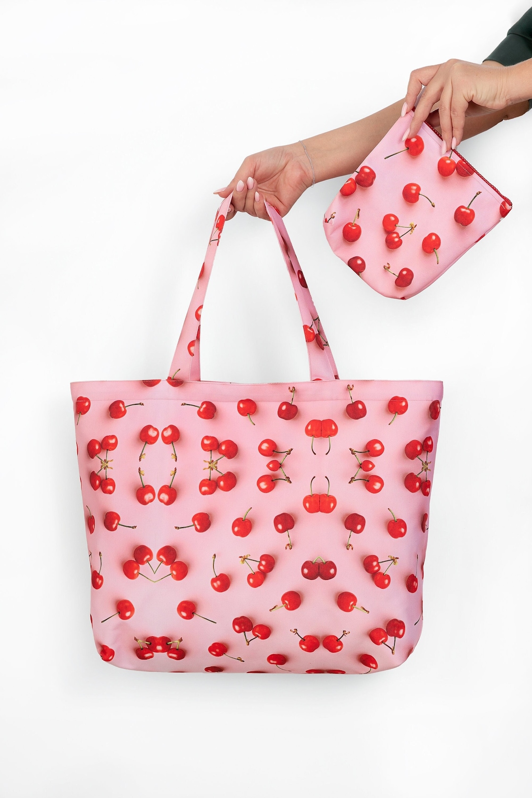 Cherry Tote Bag: Large Uv-protected Polyester Beach Bag With Purse - Etsy