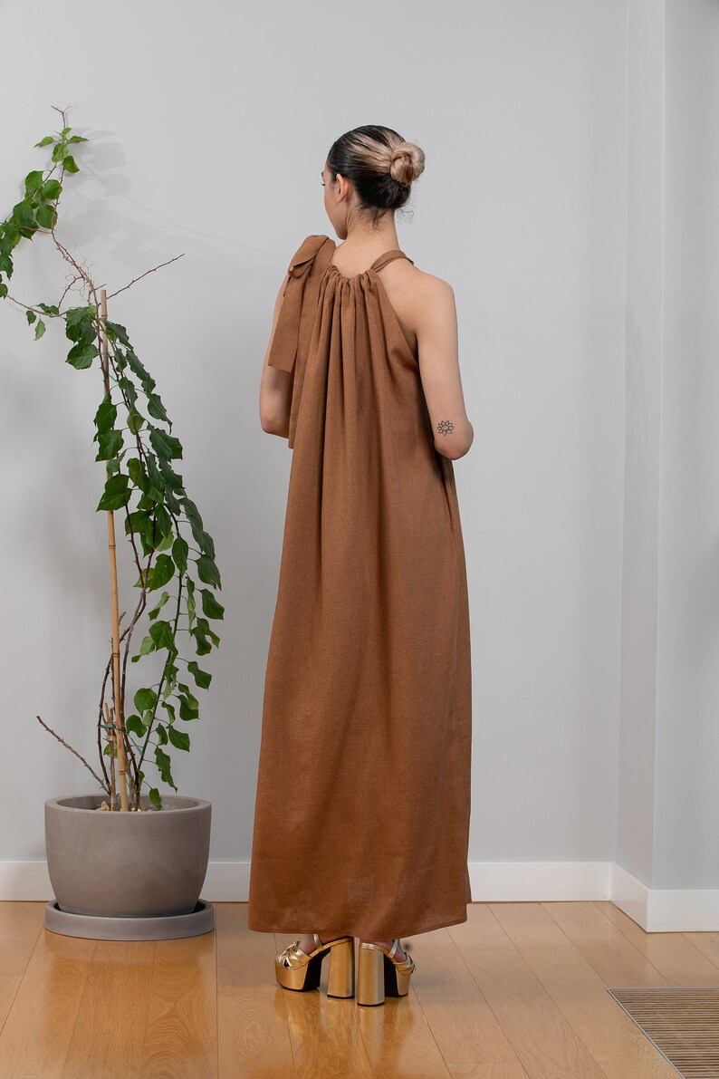 Women Linen Dress Linen Maxi Dress Minimalist Maxi Dress - Etsy
