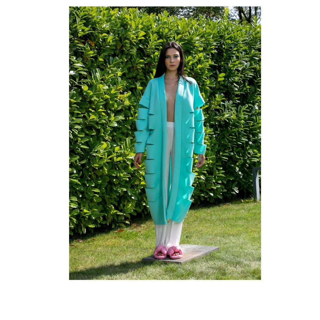 Festival Outfit Jacket in Mint Color, Oversized Jacket, Long Coat ...