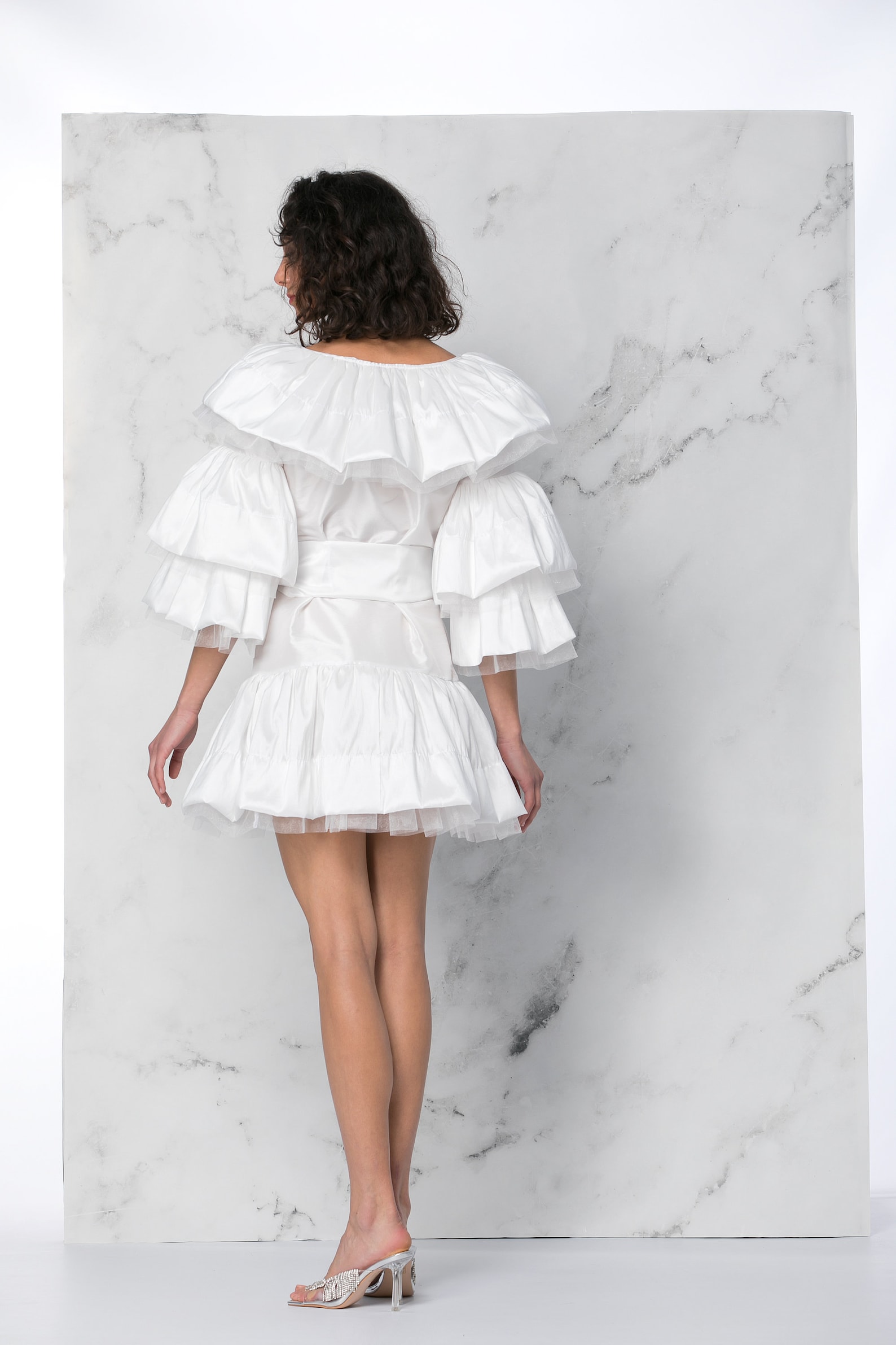 White Ruffle Tulle Dress Taffeta Ruffle Dress Wedding Dress - Etsy