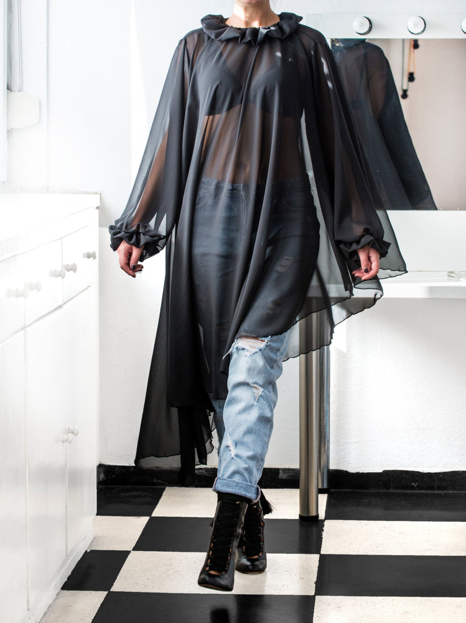 Sheer Tunic Futuristic Clothing Asymmetric Tunic Gothic - Etsy