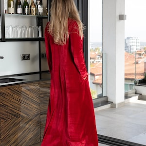 Red Velvet Maxi Dress: Long Sleeve Holiday Party Gown - Etsy