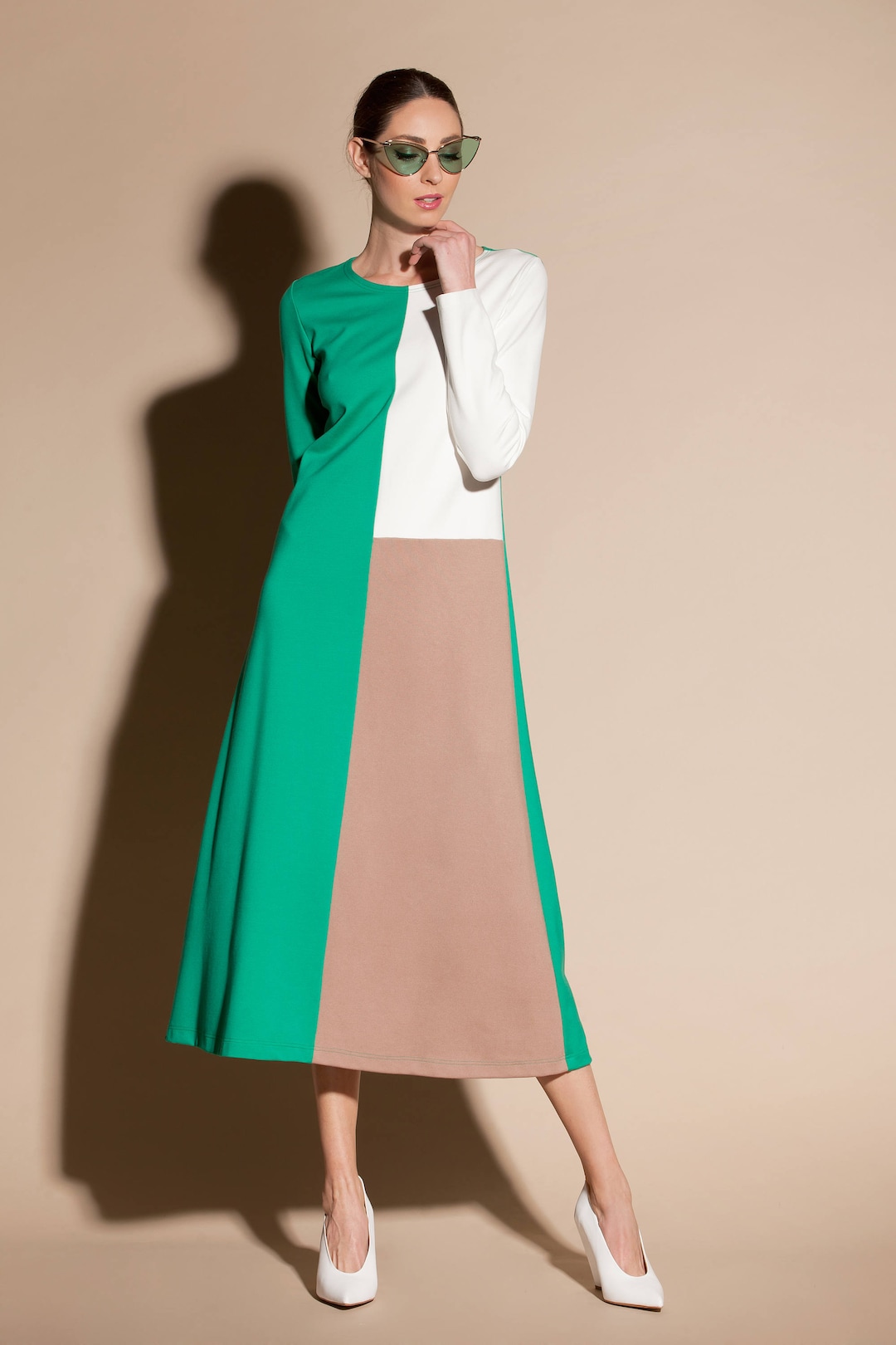 Color Block Dress, A-line Dress, Elegant Dress, Office Dress, Party ...