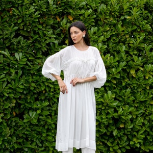 Silk Modest White Dress, Transparent Dress, Sheer Dress, Unique Wedding ...