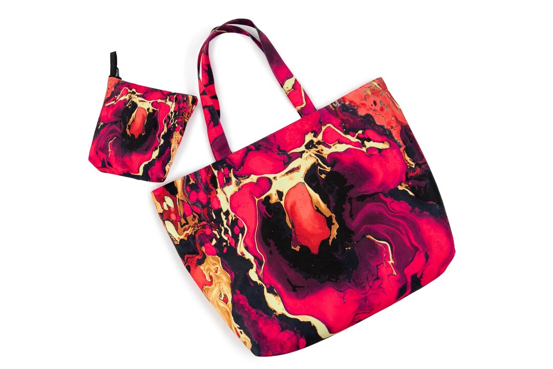 Extra Large Tote Bag With Purse, Marble Design Waterproof Tote Bag, Uv ...