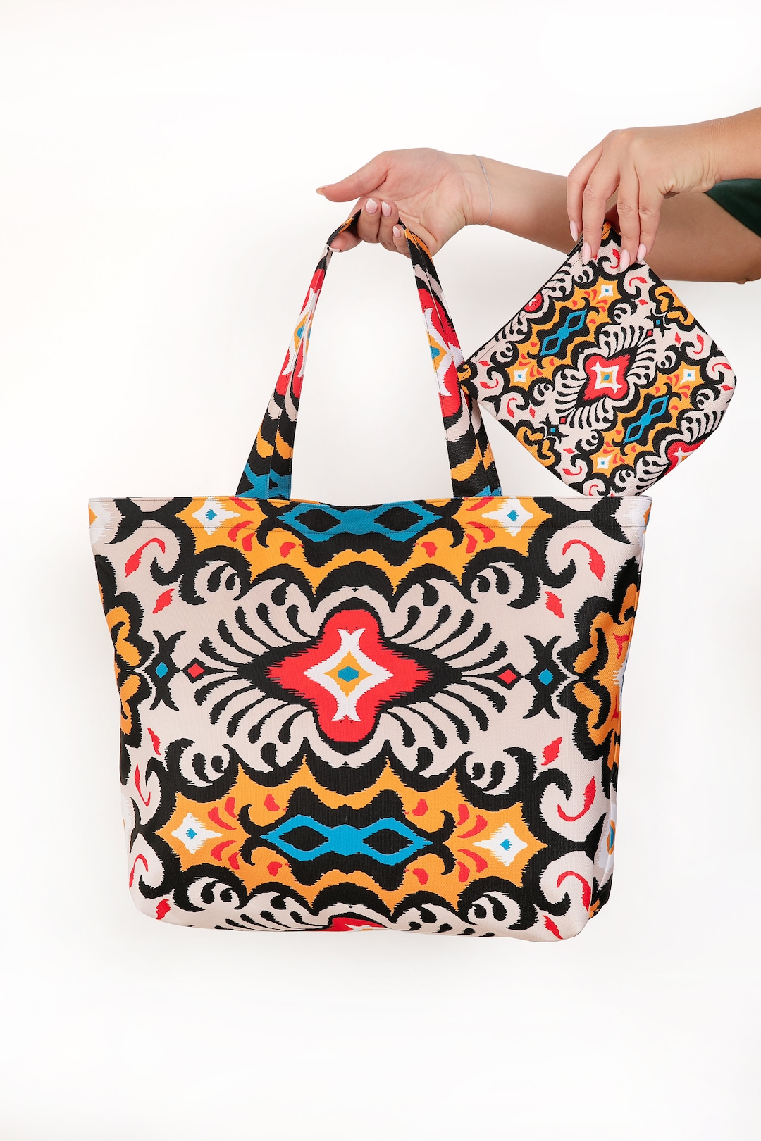 Boho Tote Bag, Large Canvas Tote Bag, Floral Tote Bag With Purse ...