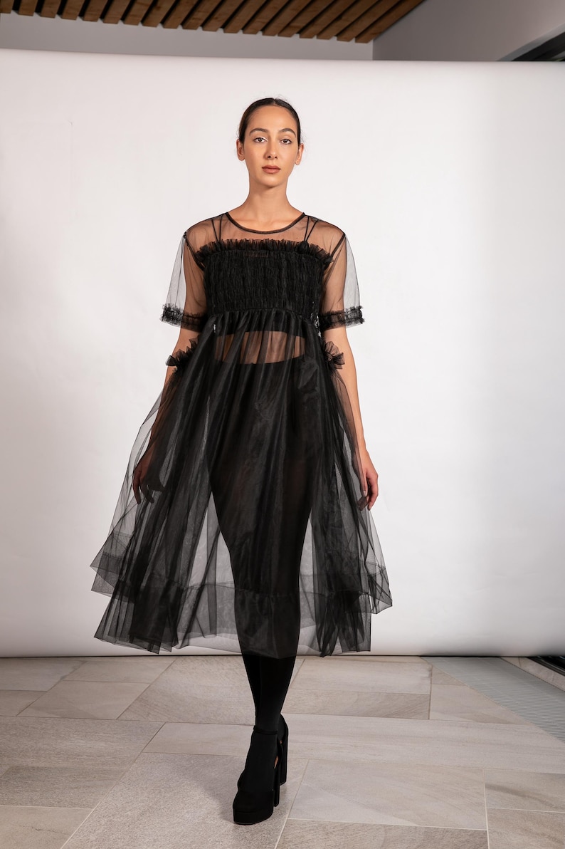 Sheer Dress, See Through Dress, Black Dress, Tulle Dress, Mesh Dress ...