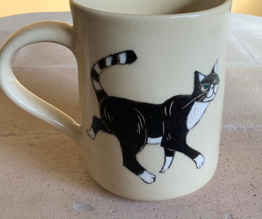 Cats Mug, Hand Painted Mug, Tuxedo Cat and Grey Pointed Cat, b-2 - Etsy