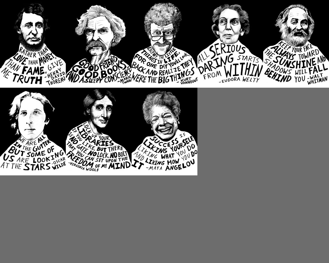 5 Author Quote Posters - High-resolution Digital Files - 40+ Authors ...